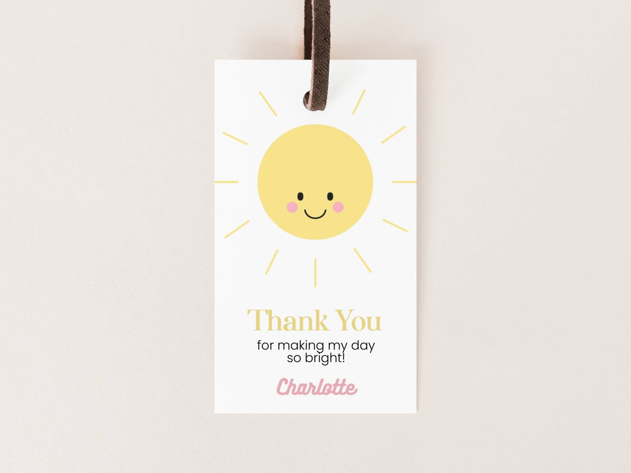 Sunshine Party Favor Tag Template, First Trip Around the Sun, Editable ...