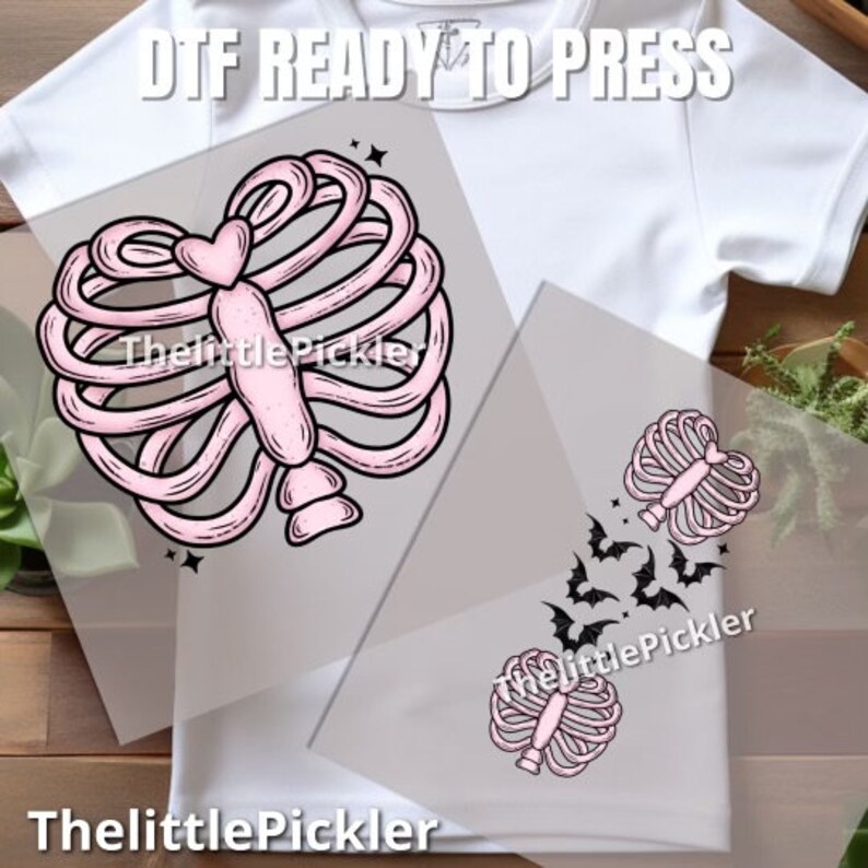 Pink Rib Cage Set DTF, Direct to Film, Pink Transfer Set, Cute Spooky ...