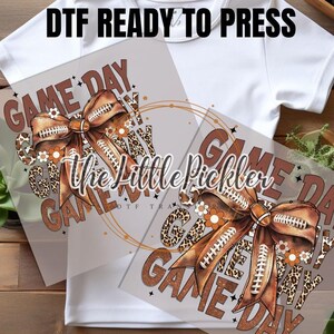 Ready to Press Football Game Day Bow DTF, Football Image Shirt ...