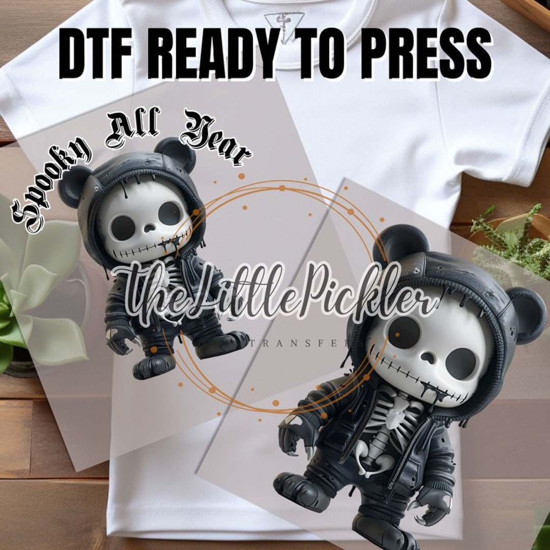 Ready to Press Skeleton Bear DTF, Bear Transfer, Spooky Bear Shirt ...