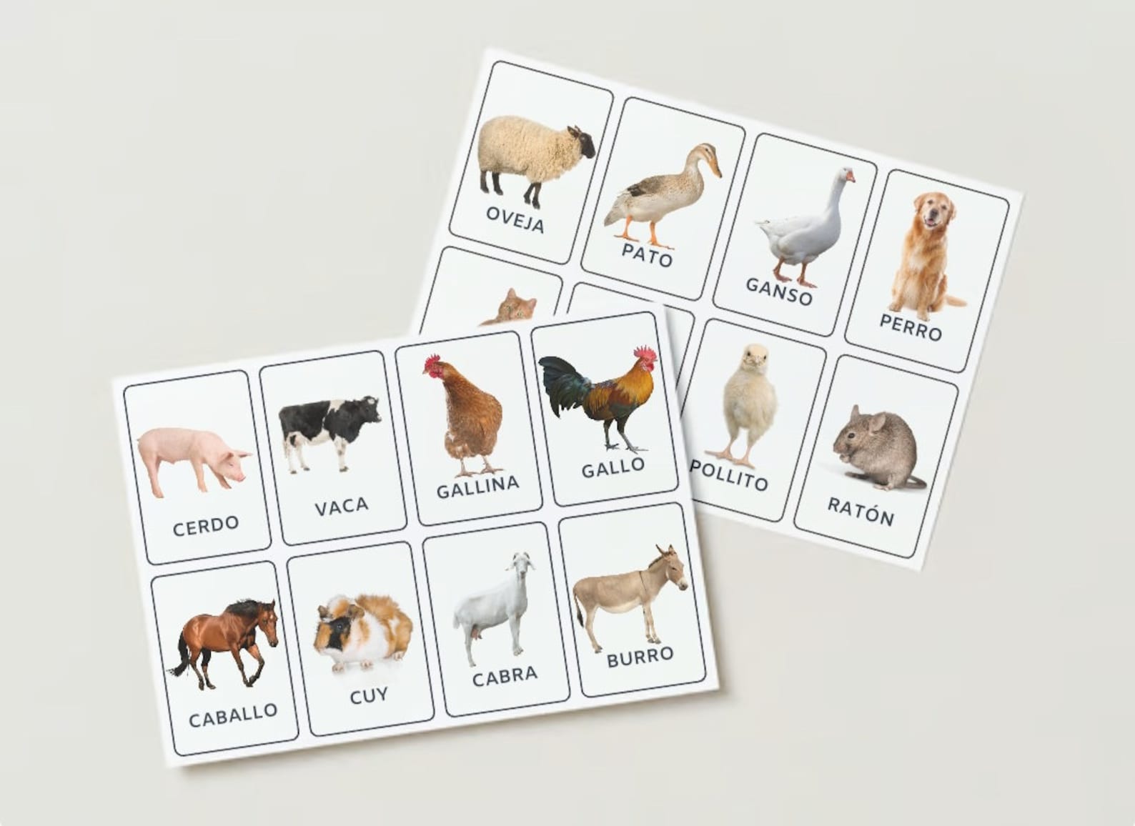 Tarjetas De Aprendizaje Animales De Granja Montessori| Tarjetas Para ...