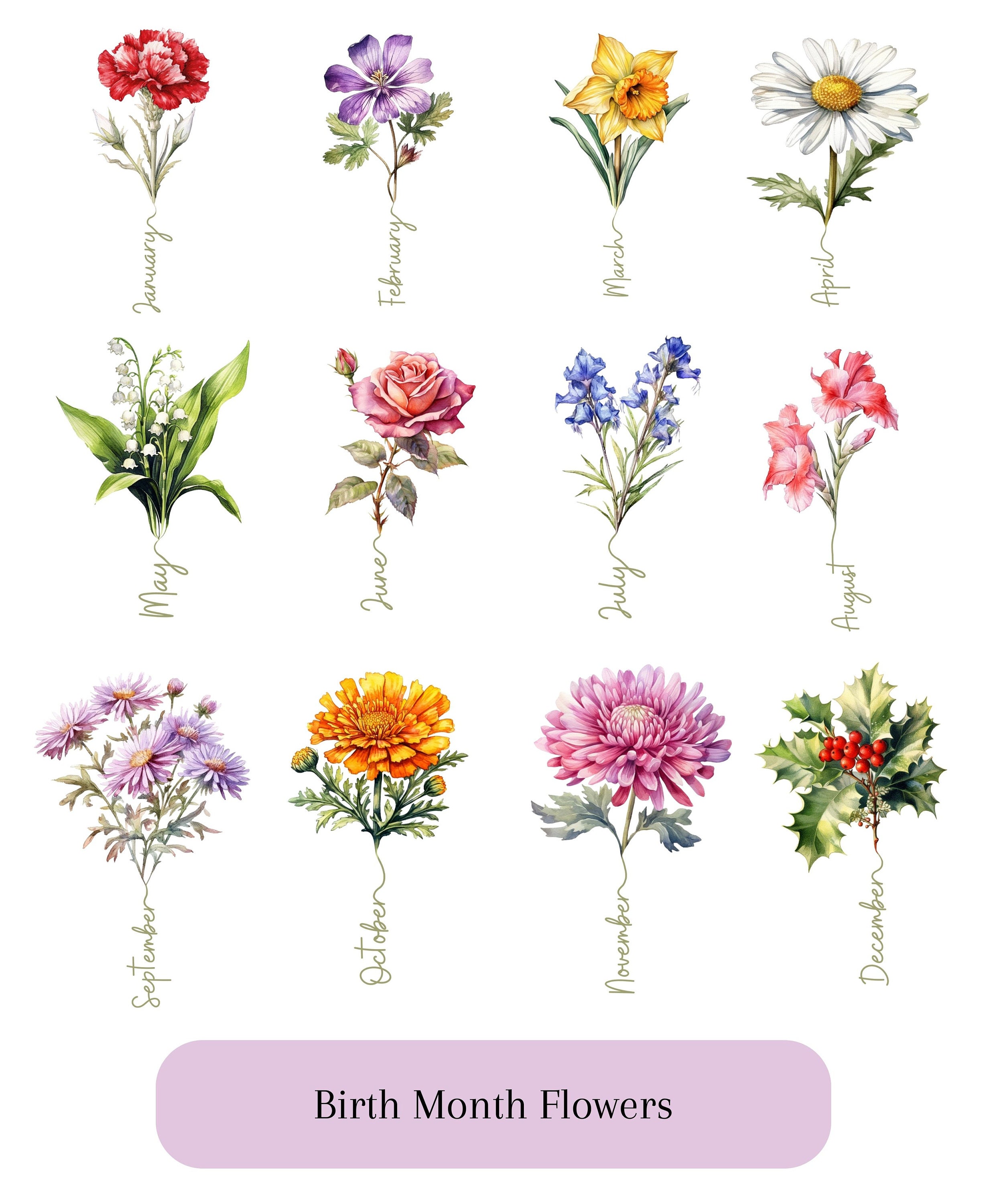 Birth Flower Personalized Gift, Custom Canvas Tote Bag, Gift for Her ...