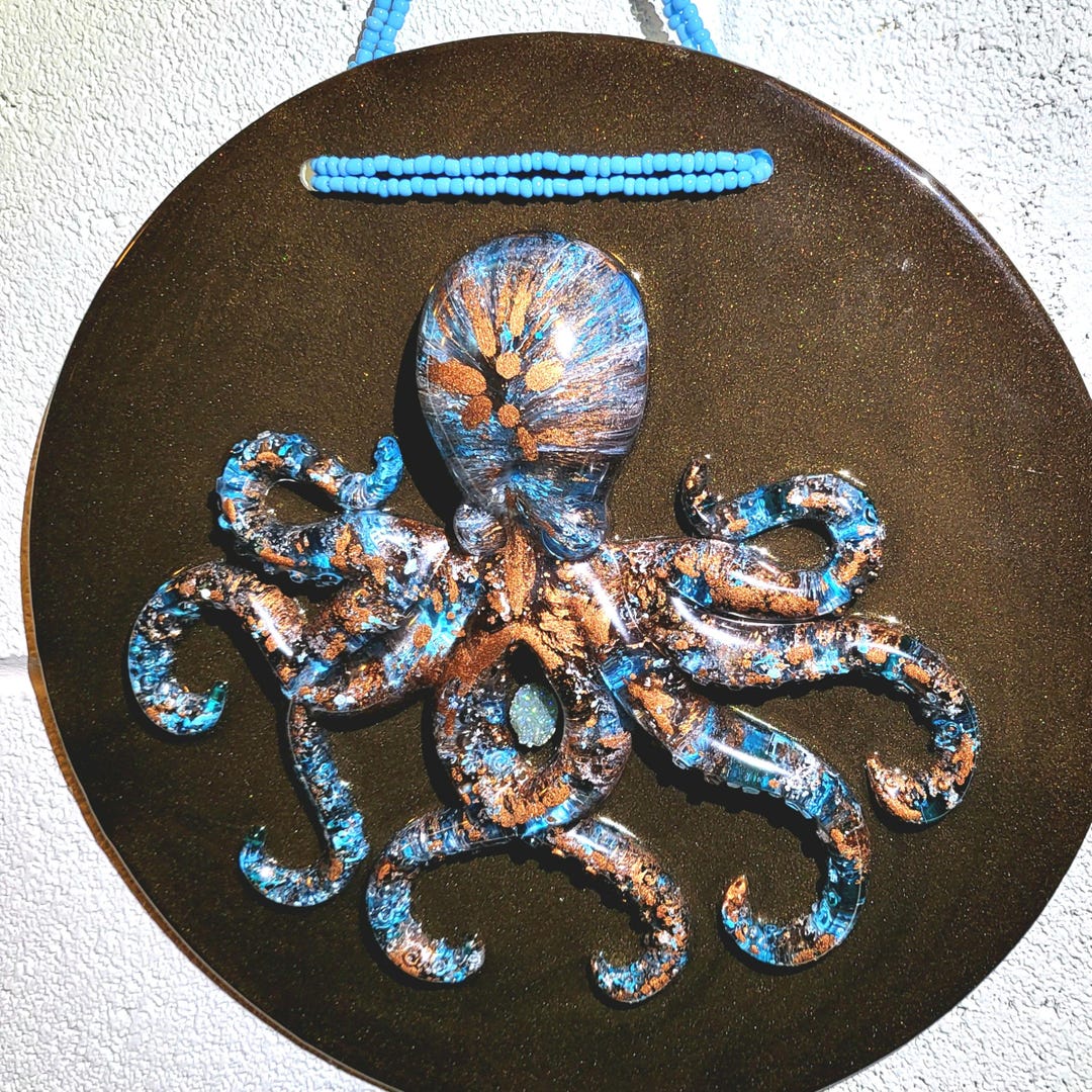 Octopus or Turtle Wall Hanging, Resin Wall Art, Home Decor, 3D Art, 12 ...