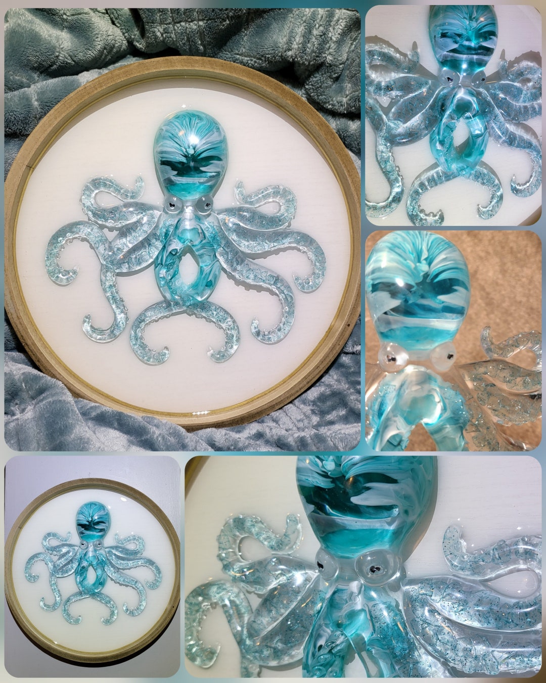 Unique Octopus Wall Hanging, Handmade Item, Epoxy Home Decor, Turquoise ...
