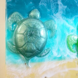3D Coastal Wall Art, Wall Hanging, Epoxy Home Decor, Turtles, 12"x24 ...