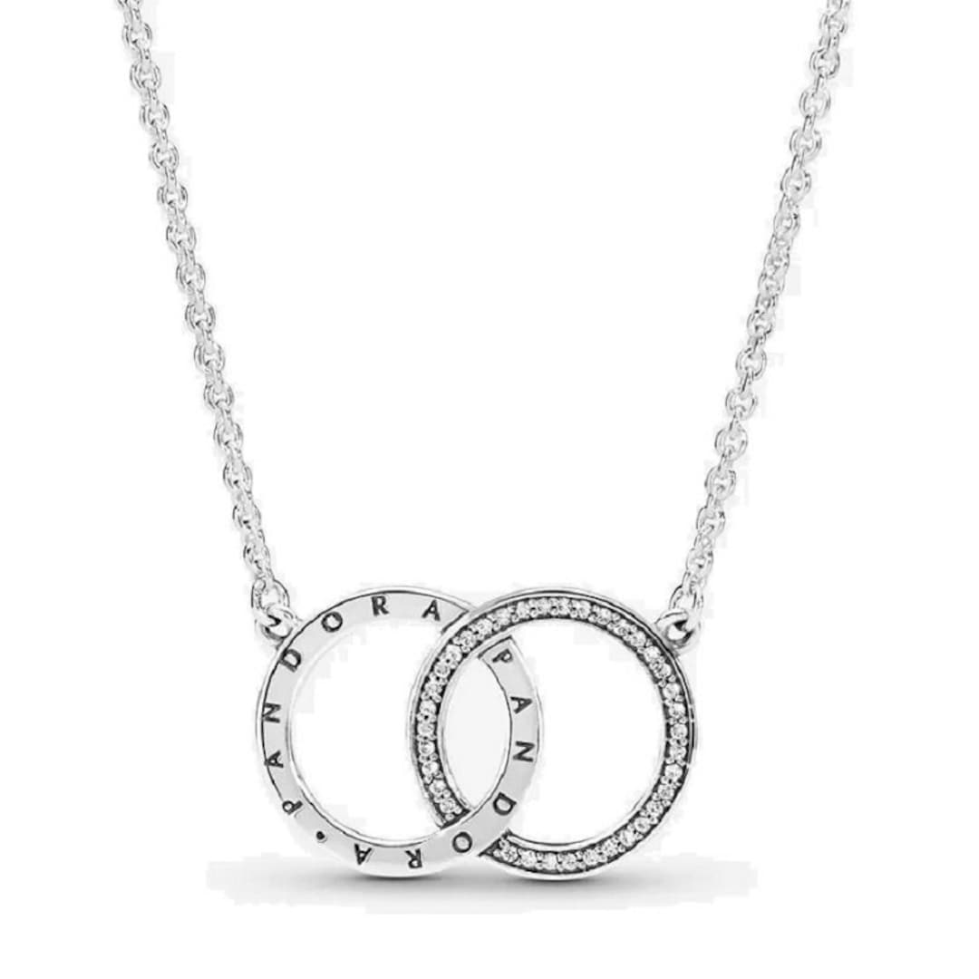 Pandora Silver Logo & Sparkle Collier Necklace 45cm Chain Sparkle ...
