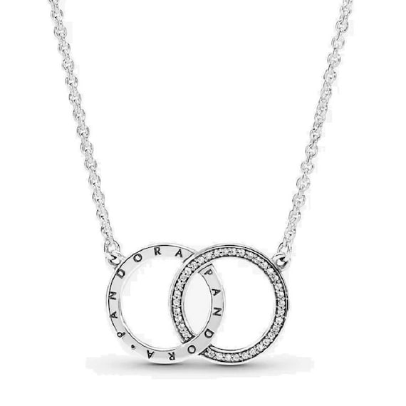 Pandora Silver Logo Sparkle Collier Necklace 45cm Chain Sparkle Collier Necklace Trending Entwined Circles Jewellery for Women s UK Etsy