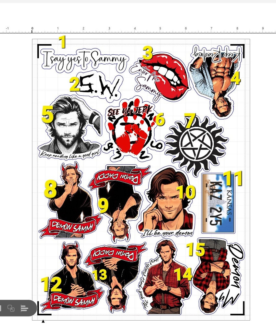 Supernatural Sam Winchester Magnetic Bookmark/stickers/ Bundle - Etsy