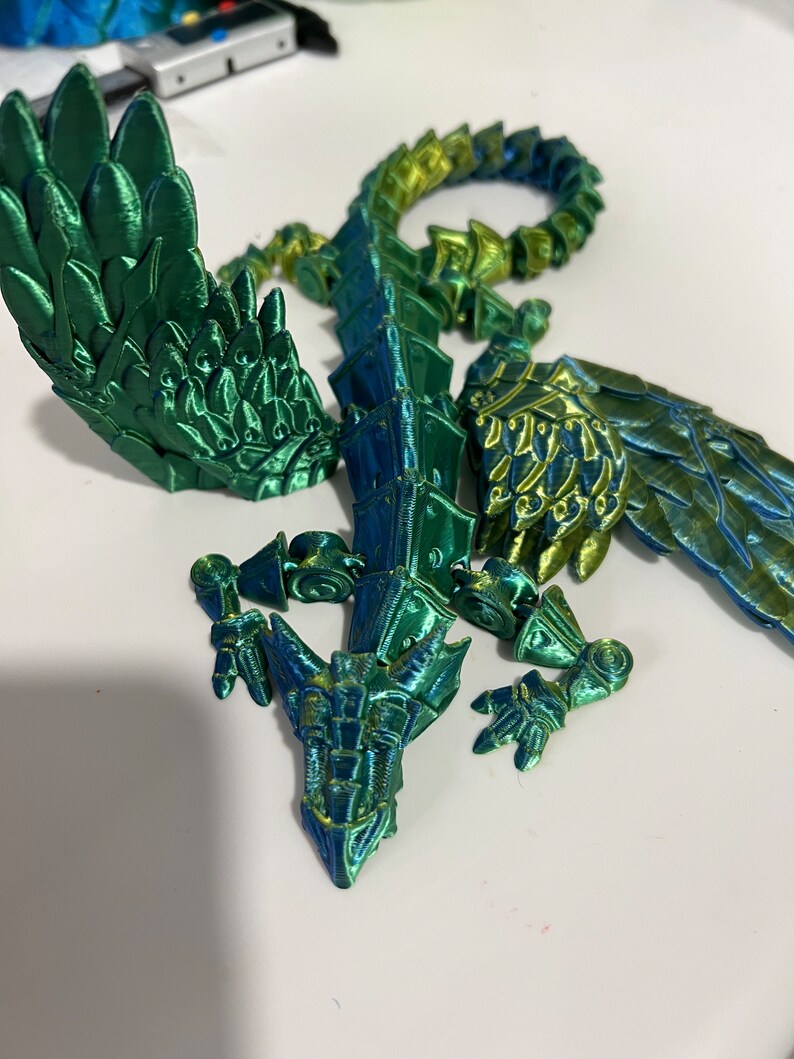 Fidget Winged Dragon in 3d Print. 12.5 Dragon With Wing Span - Etsy
