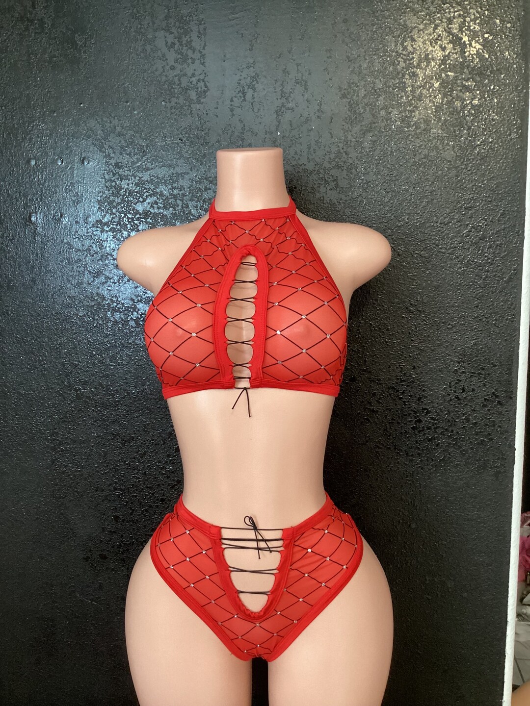 Lace up See Through Thong Set Exotic Dancewear - Etsy
