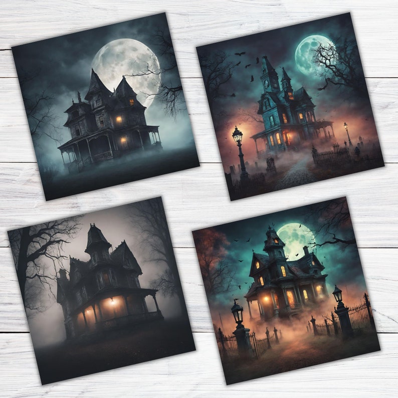 Haunted House Digital Paper, Journal Paper, Haunted House Backgrounds ...