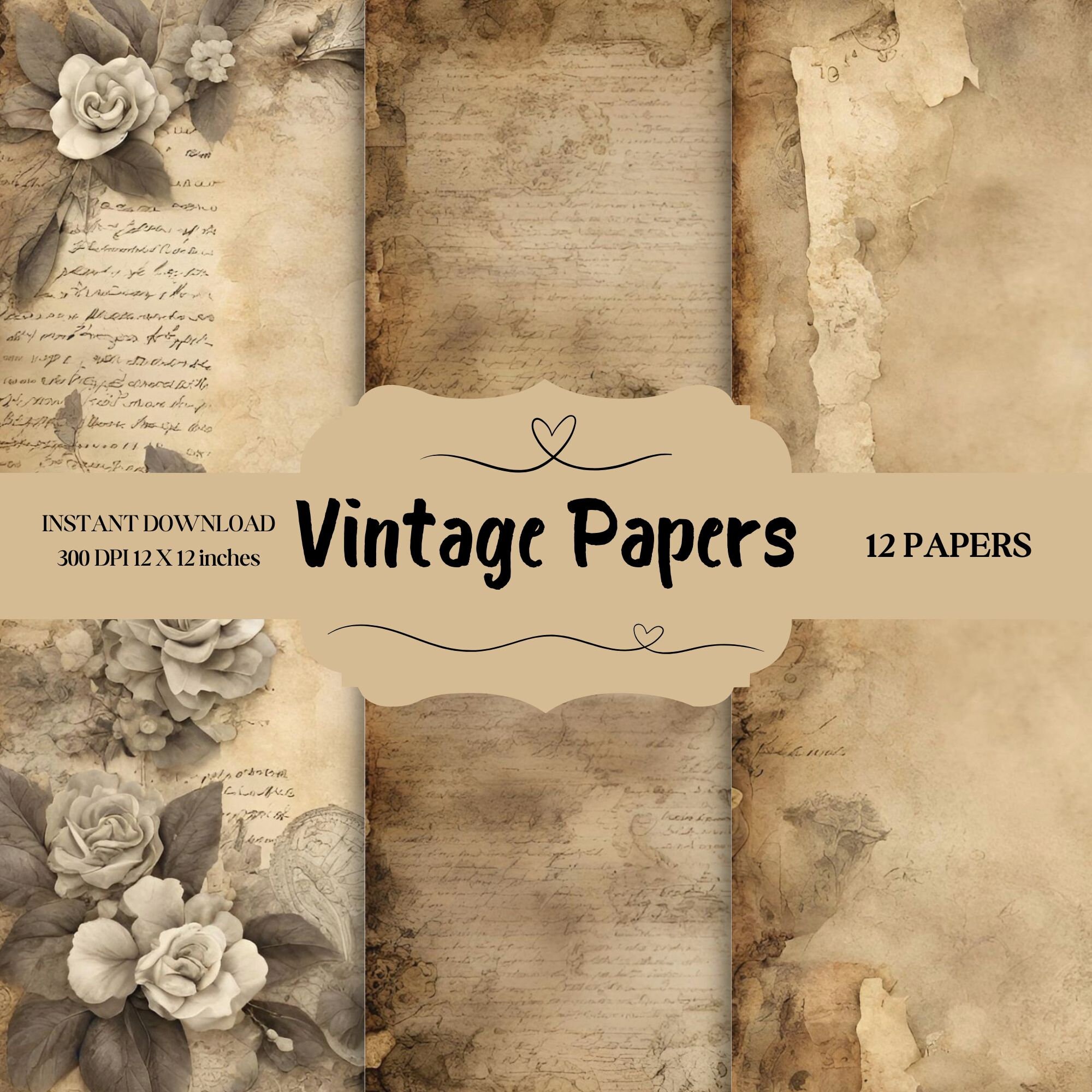 Vintage Digital Paper, Ephemera Digital Paper, Antique Paper ...