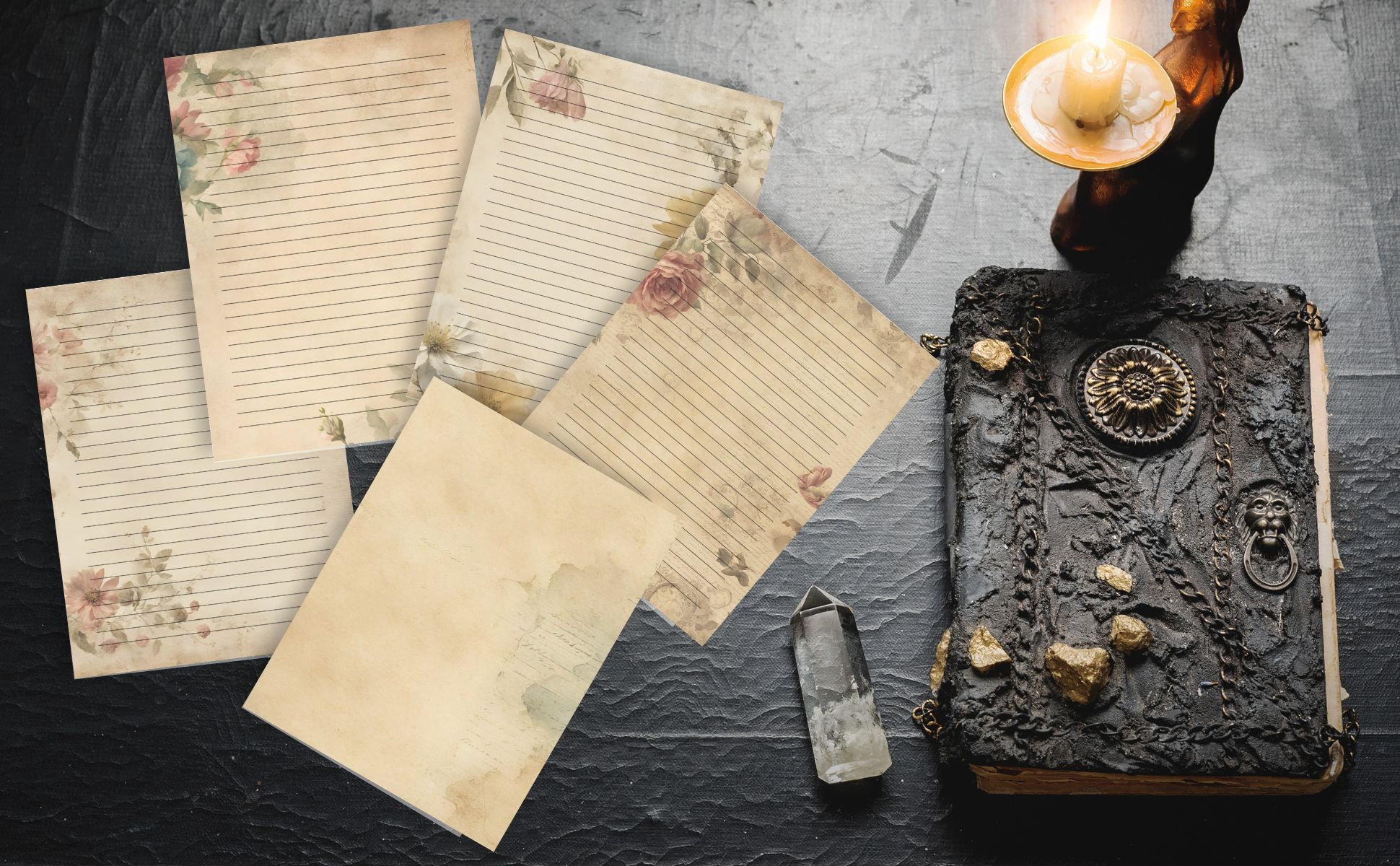 Vintage Letter Paper, Printable Paper, Lined Paper, Letter Writing Set ...