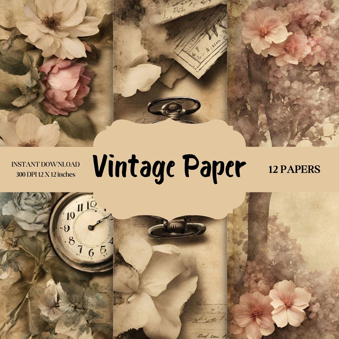 Vintage Digital Paper, Ephemeral Digital Paper, Antique Paper ...