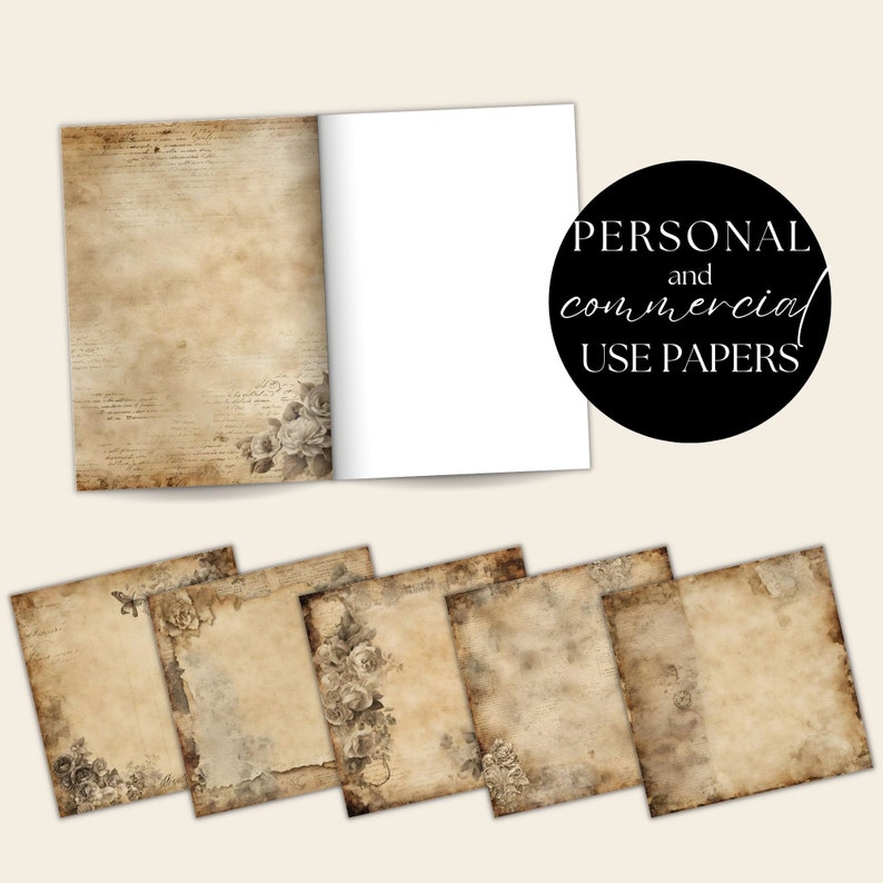 Vintage Digital Paper, Ephemera Digital Paper, Journal Paper ...