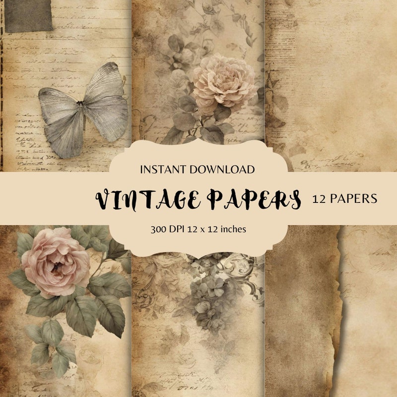 Vintage Digital Paper - Etsy