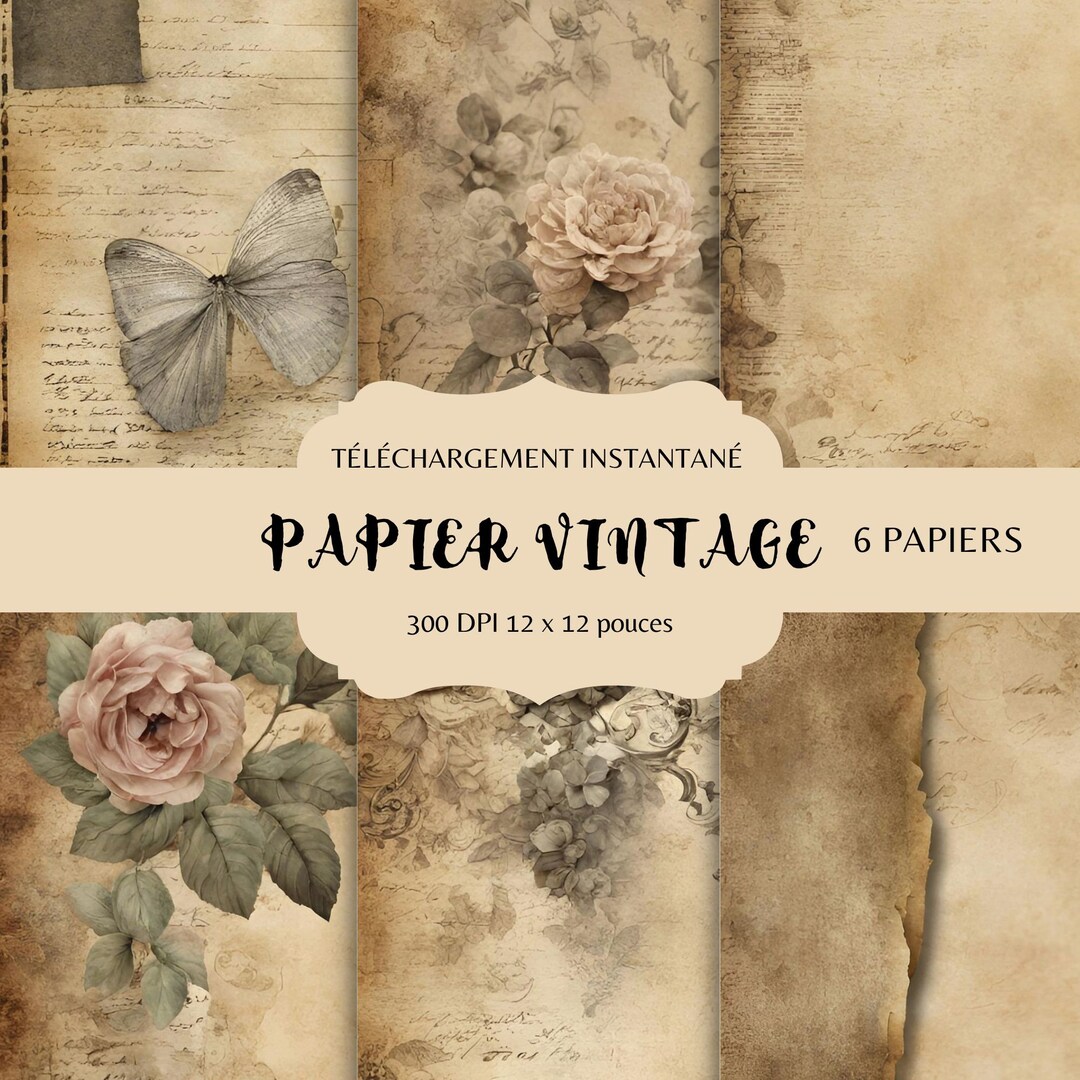 Vintage Digital Paper, Ephemera Digital Paper, Journal Paper ...