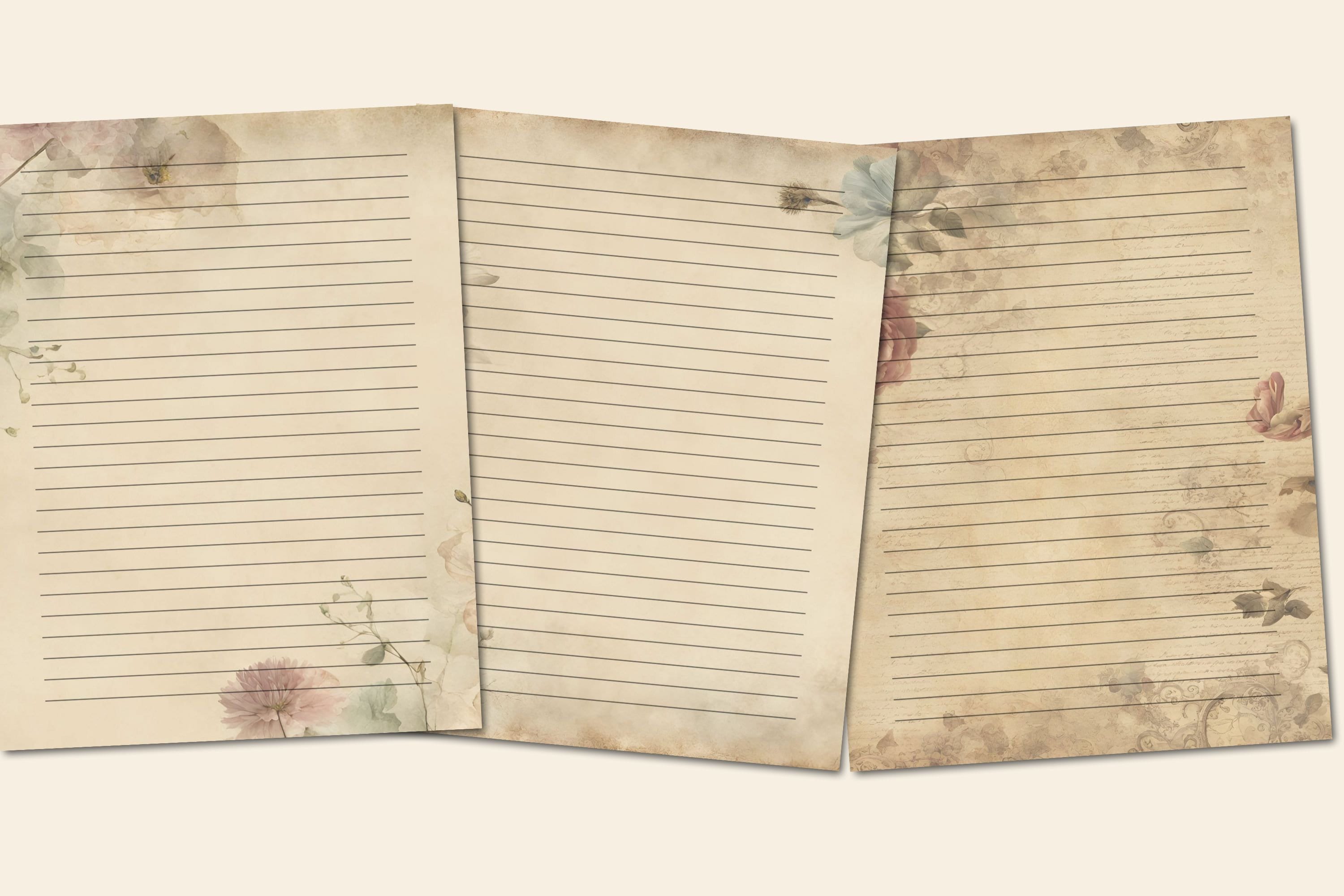 Vintage Letter Paper, Printable Paper, Lined Paper, Letter Writing Set ...