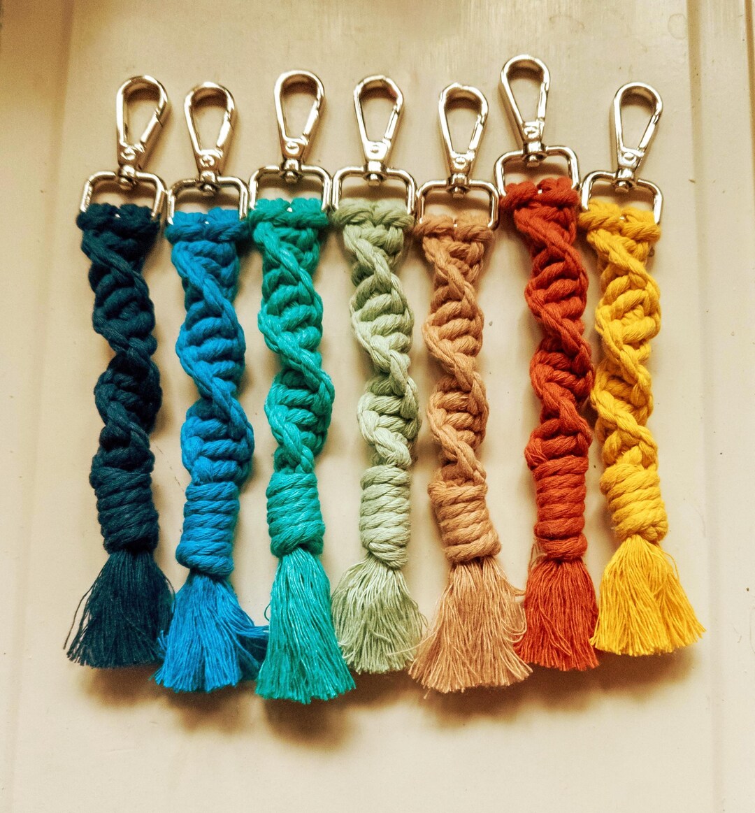 Macrame Twisted Keychain | Rustic Bag Charm | Handmade Macrame Keychain ...
