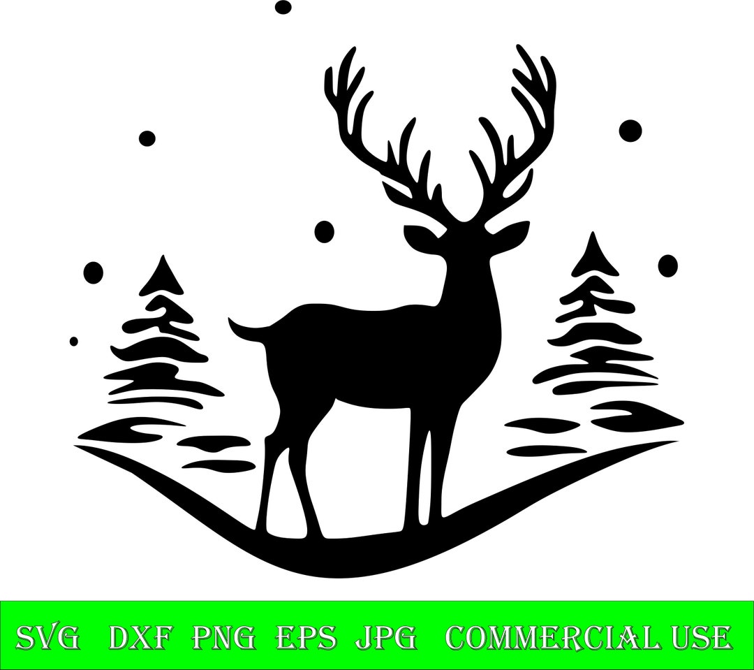 Deer Svg File Deer Silhouette Svg Deer In The Forest Svg Etsy