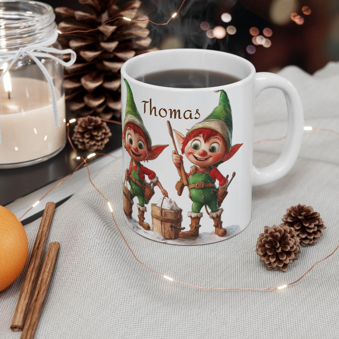 Personalized Elf Mug, Christmas Elf Mug, Elf Mug Festive, Elves Tea Mug ...