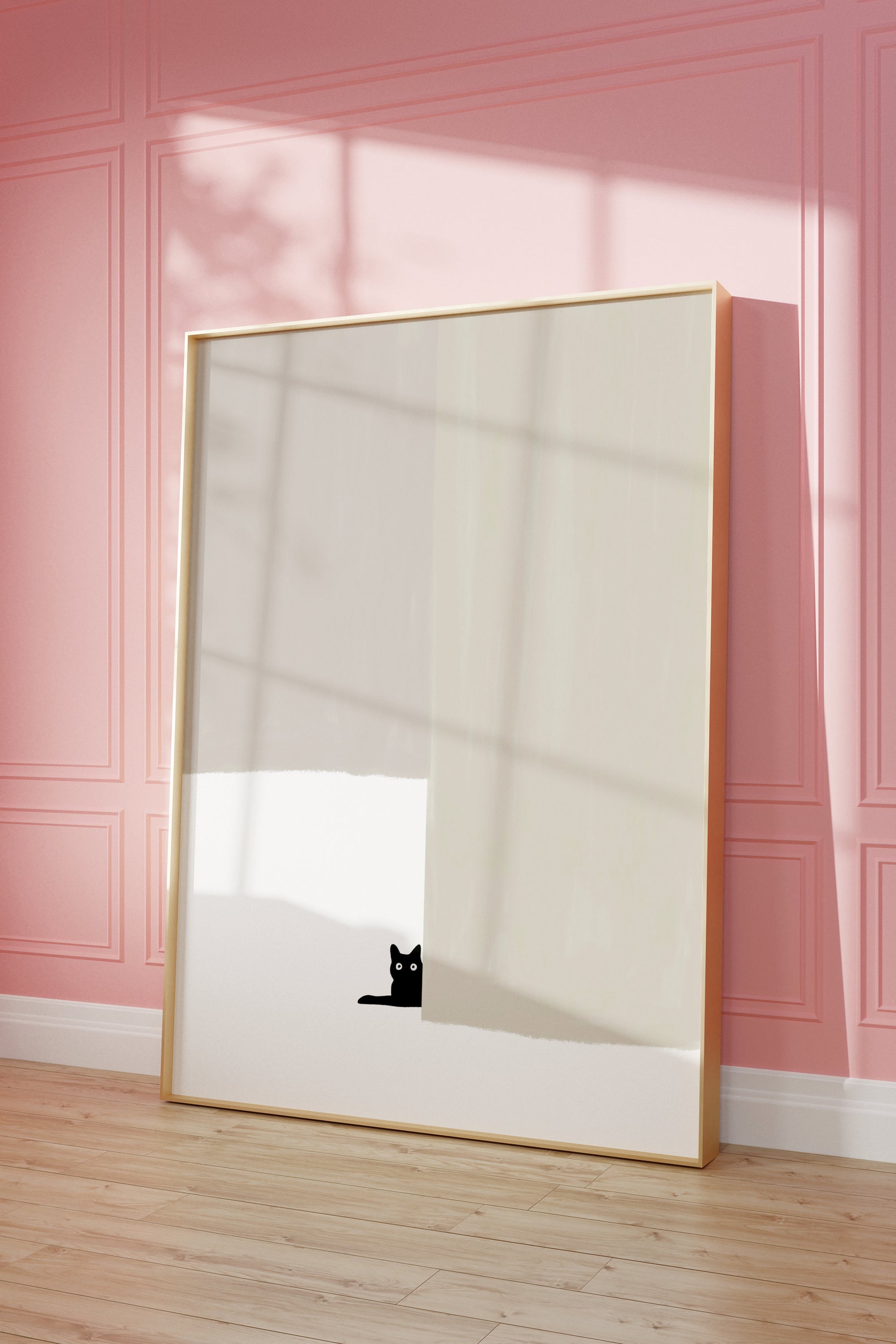 Cat Wall Art, Abstract Black Cat Drawing, Minimalist Cat Print, Boho ...