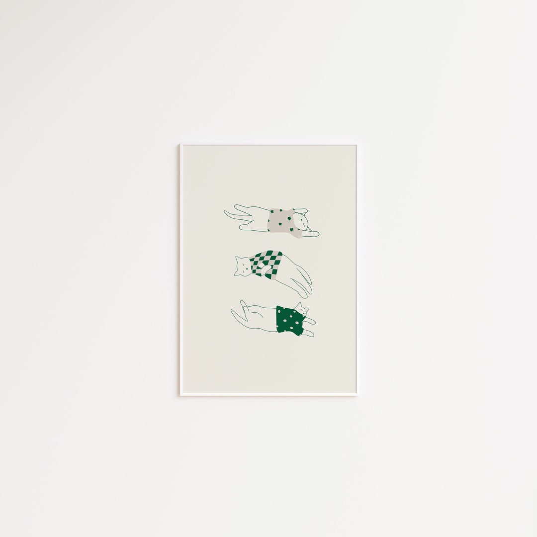 Cat Line Art Print, Cats in Sweaters Wall Art (digital Download) - Etsy