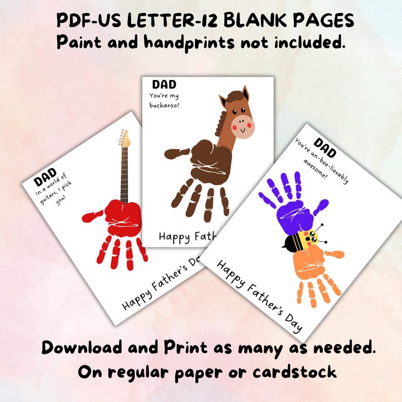 Father's Day Handprint Art Bundle: Keepsake Gift (PDF Download) - Etsy