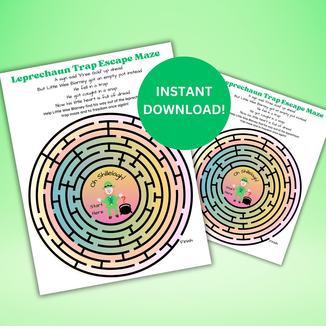Leprechaun Maze Printable: St. Patrick's Day Game (digital Download) - Etsy