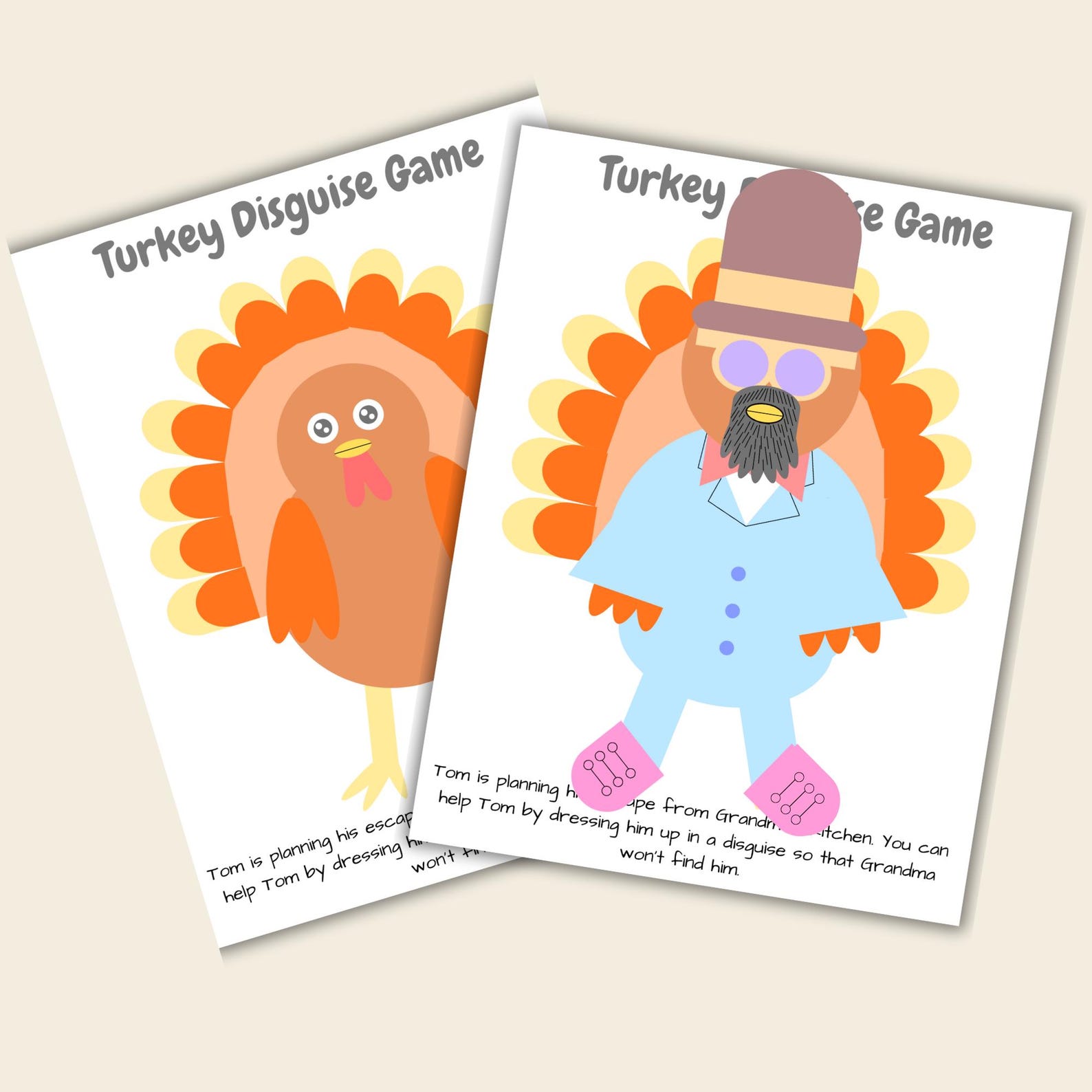 Turkey in Disguise Game Printable Board Game for Family Fun ...