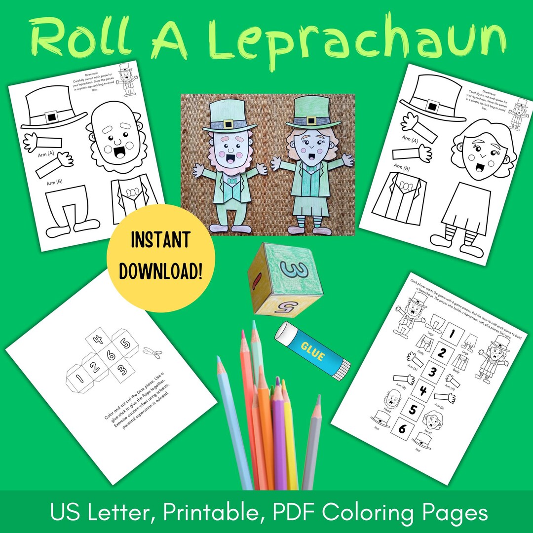 Printable Roll A Leprechaun Game, Build a Leprechaun Papercraft, St ...