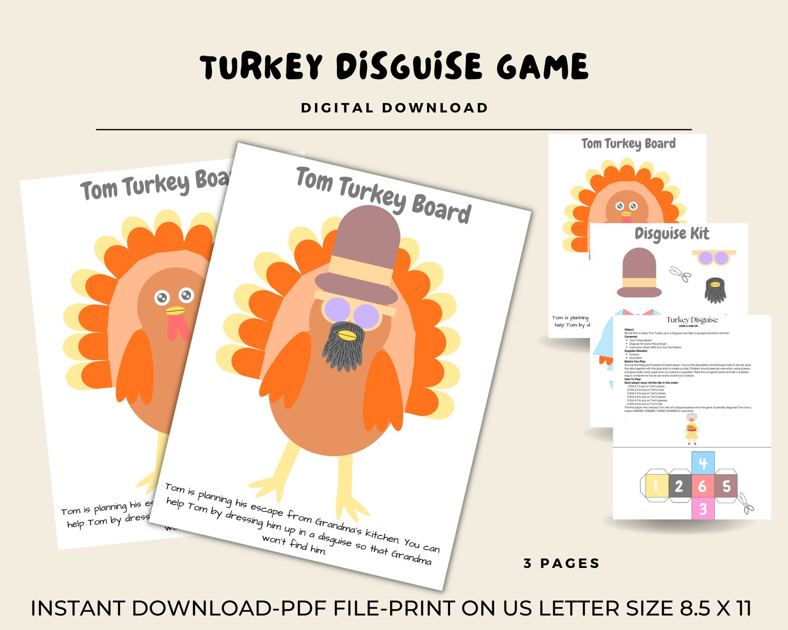 Turkey in Disguise Game Printable Board Game for Family Fun ...