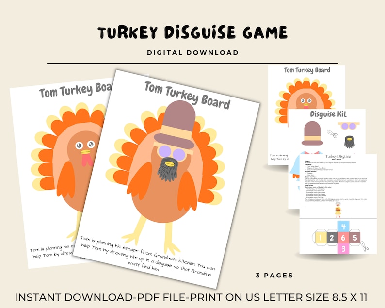 Turkey in Disguise Game Printable Board Game for Family Fun ...