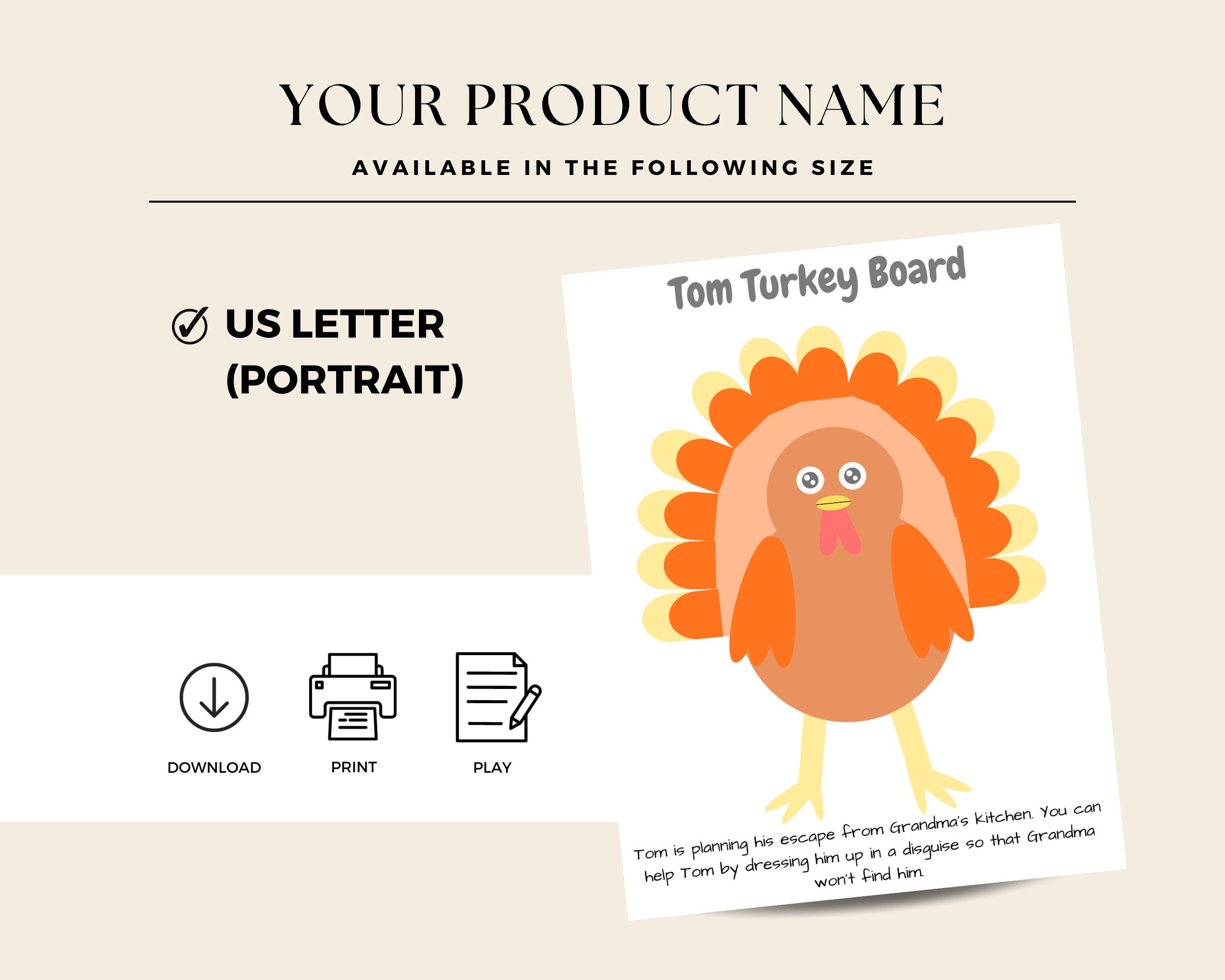 Turkey in Disguise Game Printable Board Game for Family Fun ...