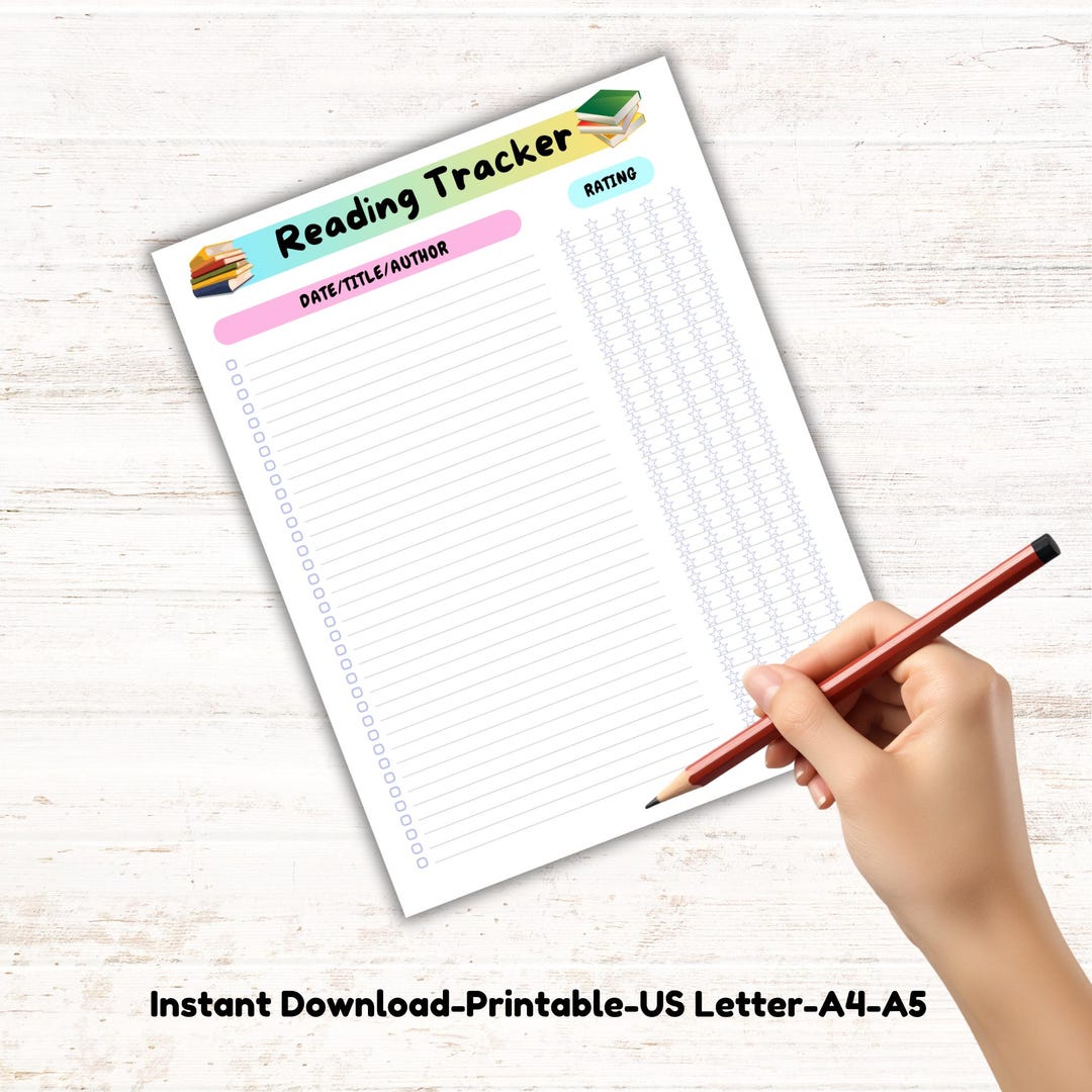 Kids Reading Tracker Printable: Colorful Book Tracker (US Letter, A5 ...