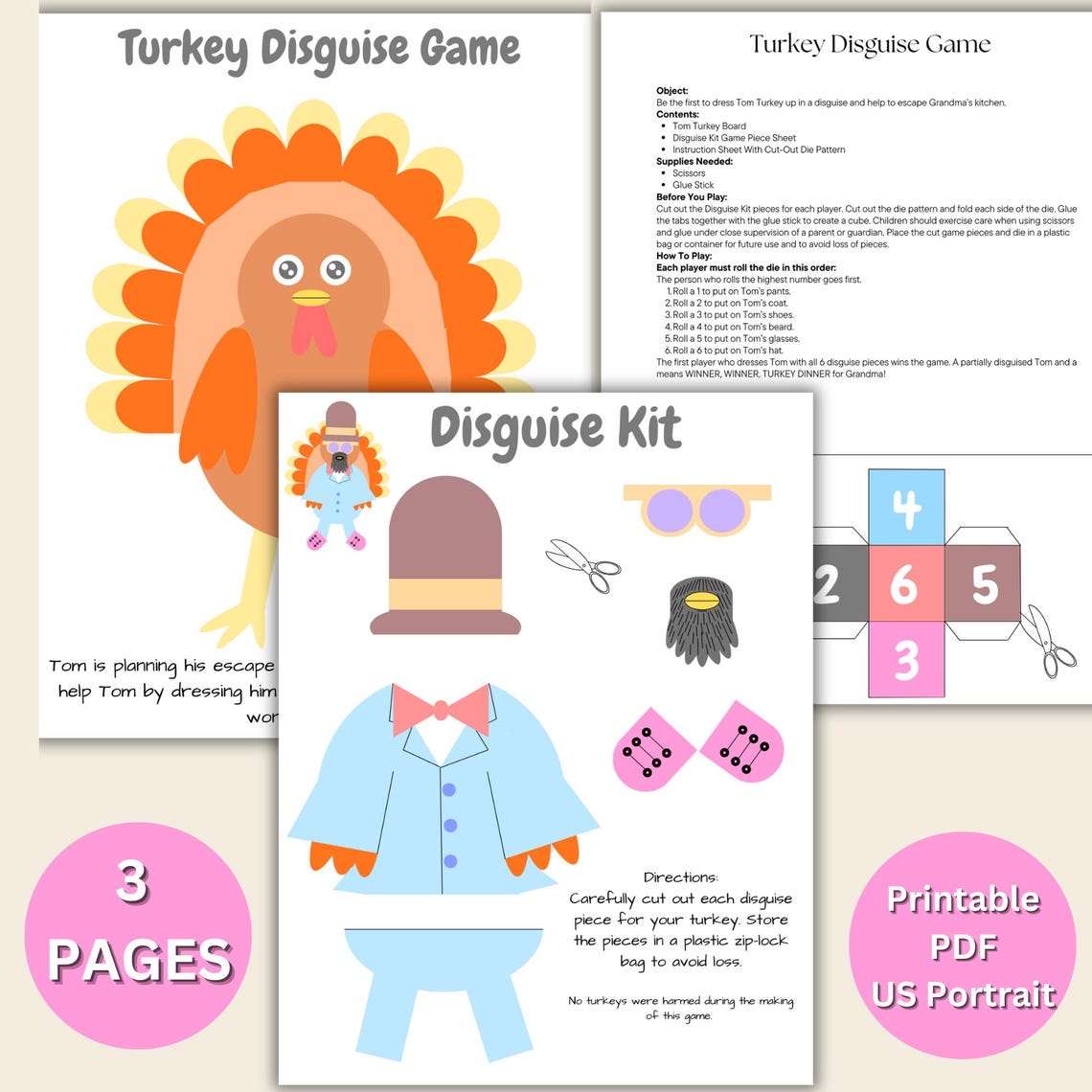 Turkey in Disguise Game Printable Board Game for Family Fun ...