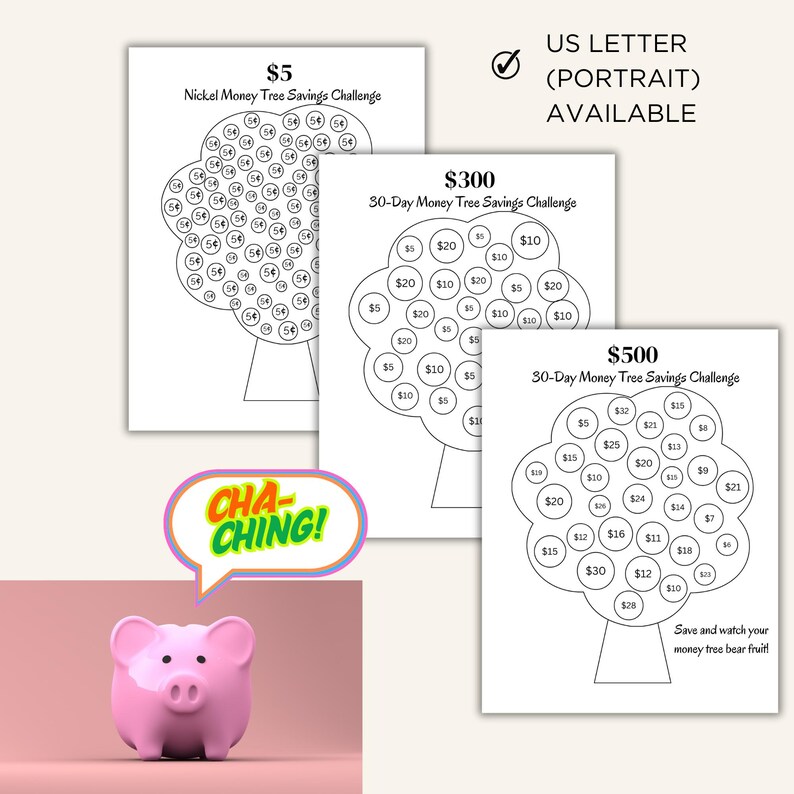Money Tree Savings Challenge Bundle: Financial Goal Printable (PDF) - Etsy