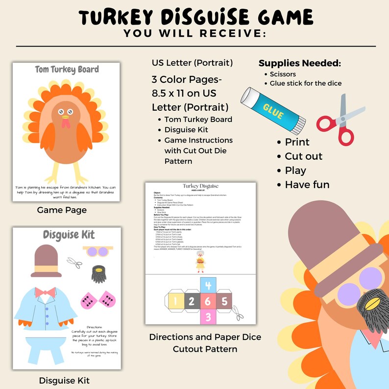 Turkey in Disguise Game Printable Board Game for Family Fun ...