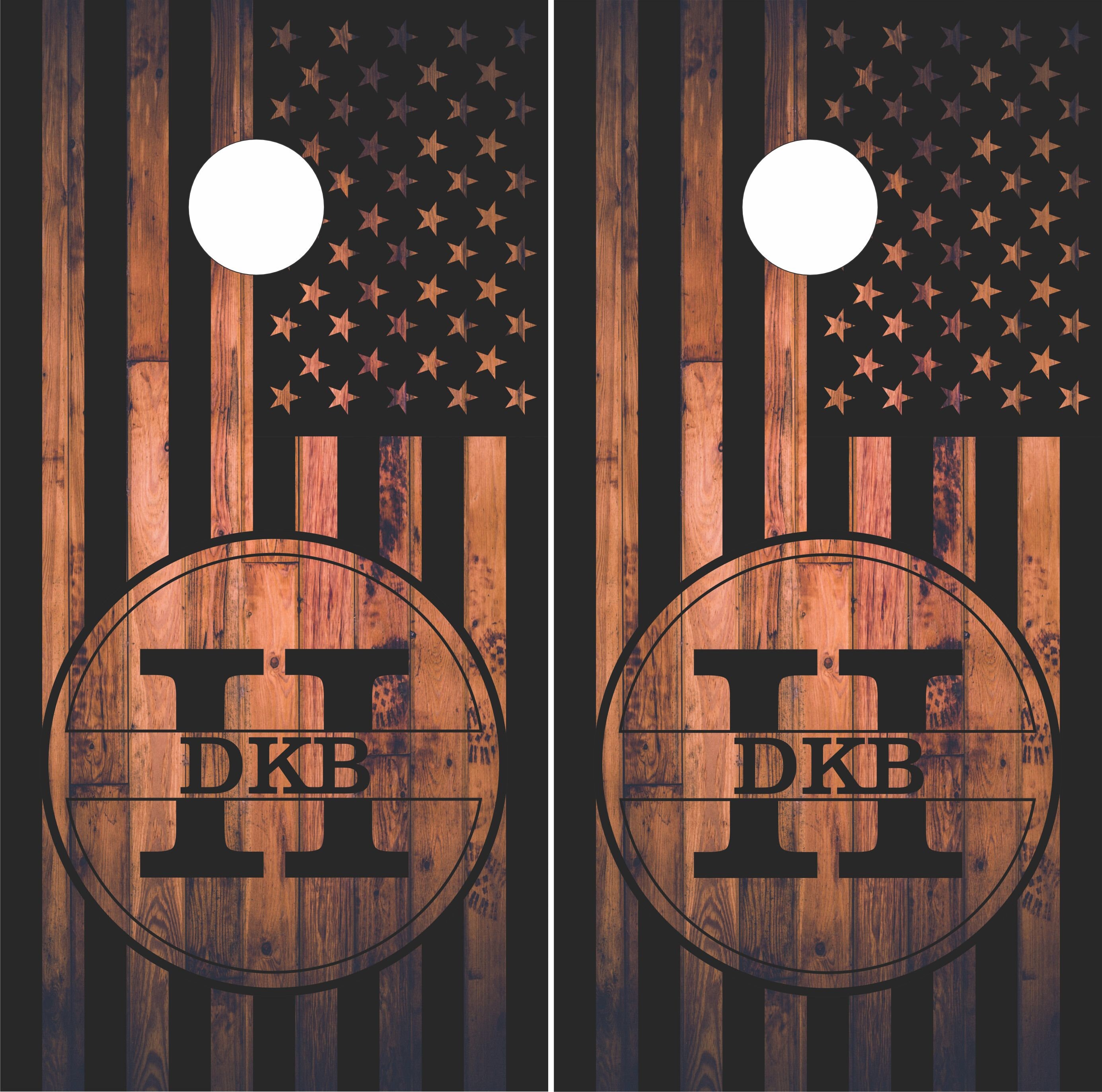 American Flag Monogram Cornhole Boards Complete Outdoor Game - Etsy