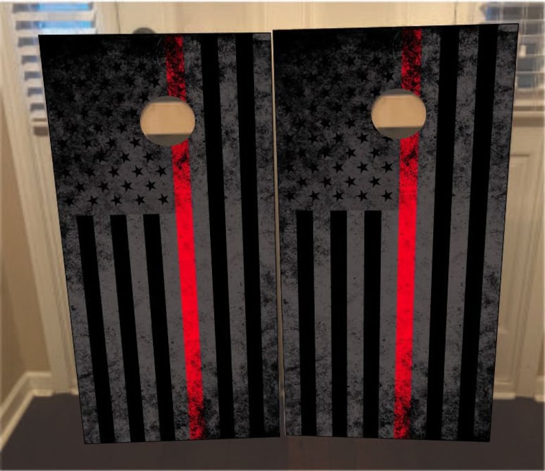 Red Police/fire Cornhole Boards, Complete Outdoor Game Set With 2 ...