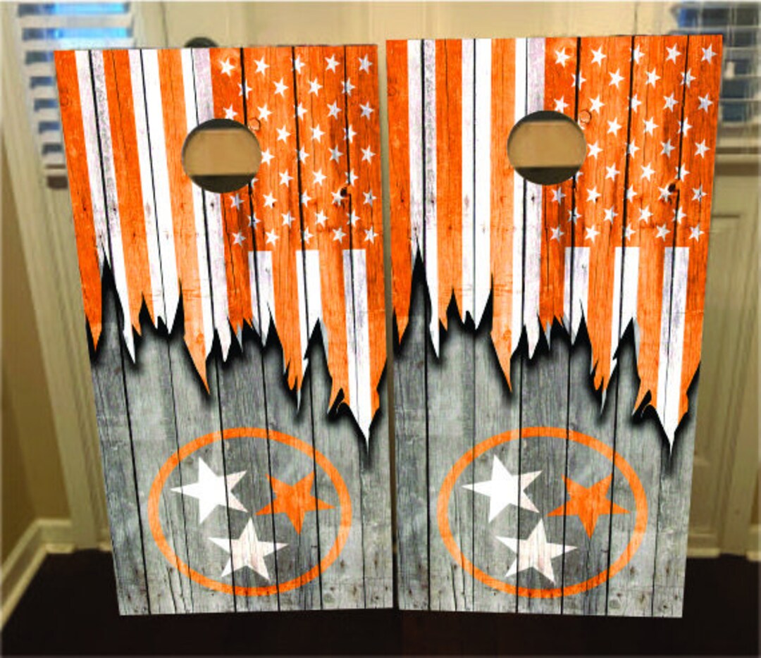 Set of 2 Tennessee T Flag Cornhole Wraps, Vinyl Decal Bag Toss Decal ...