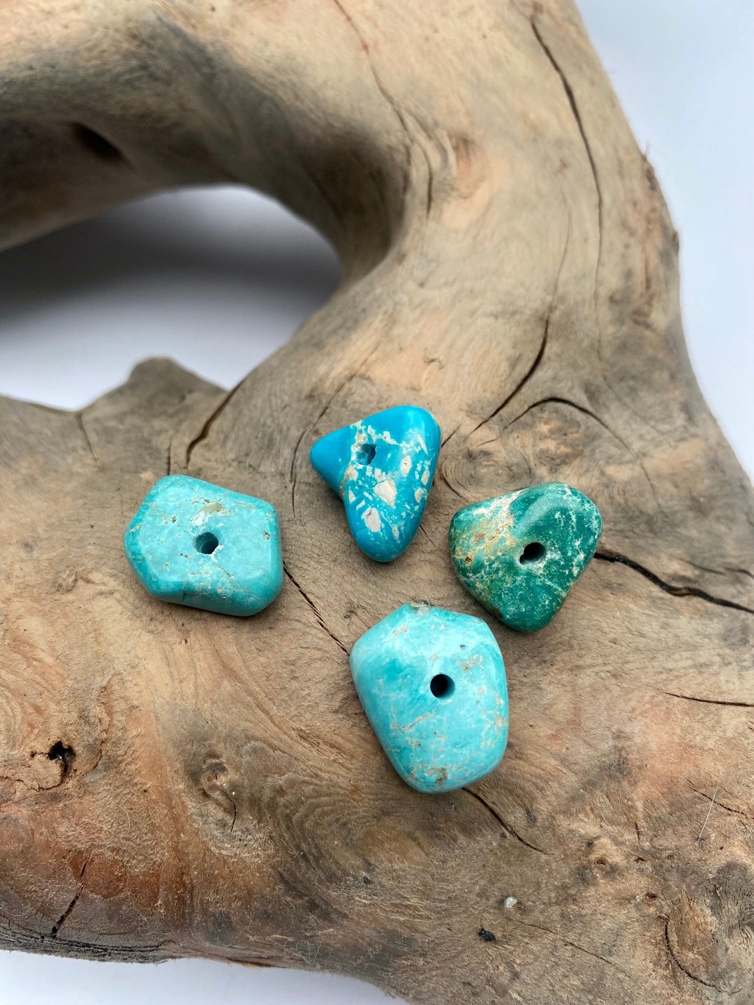 Set of 4 Large Fox Mine Turquoise Focal Beads - Etsy