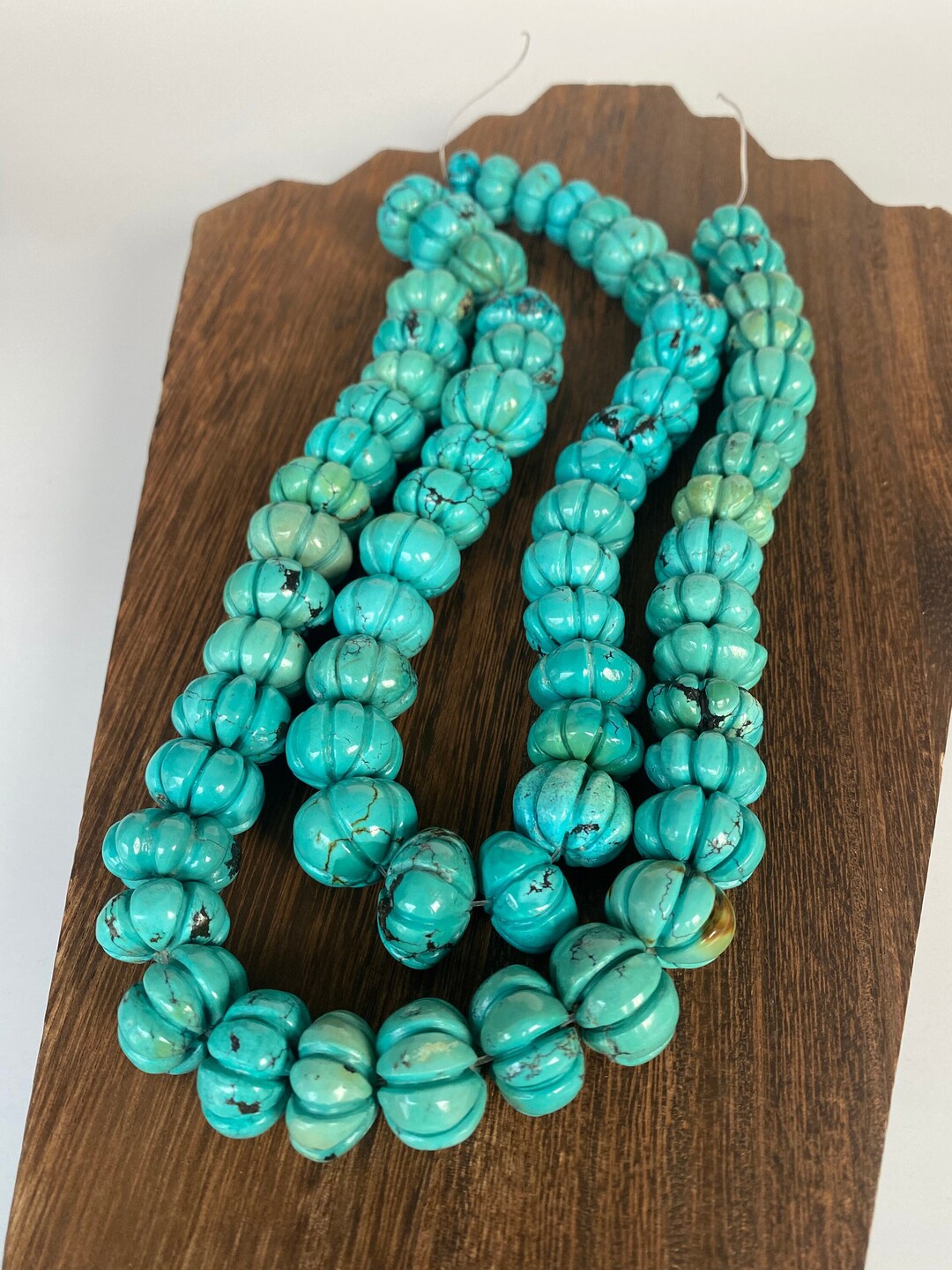 Vintage Old Stock Giant Chinese Turquoise Graduated Melon Beads - Etsy