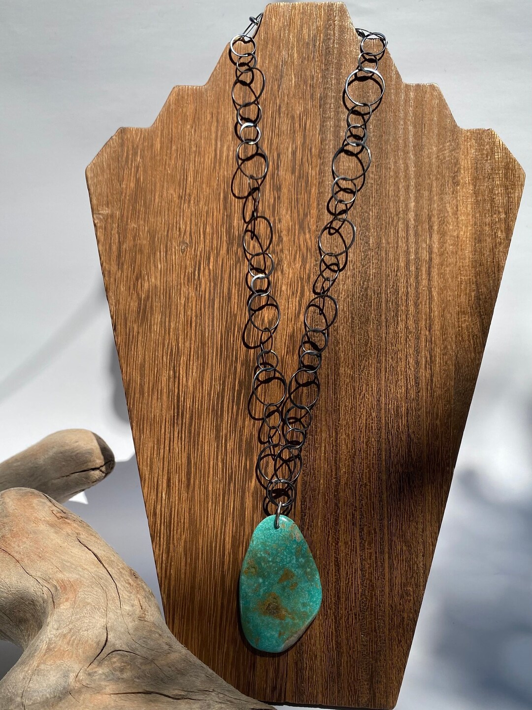 Handmade Kingman Turquoise and Oxidized Sterling Bubble Necklace - Etsy
