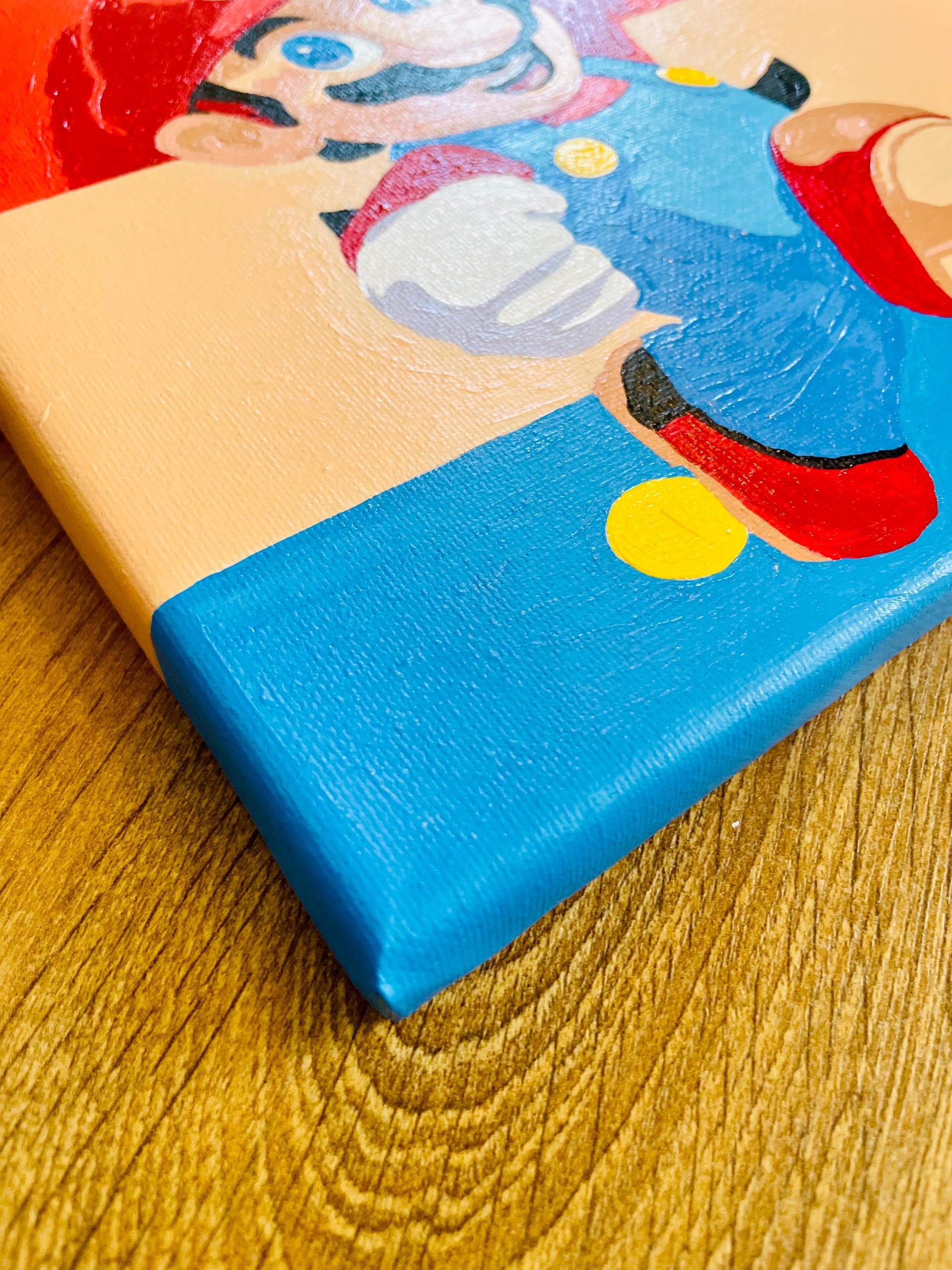 Mario super Mario Hand Painted Framed Art Picture for Kids / Collectors ...