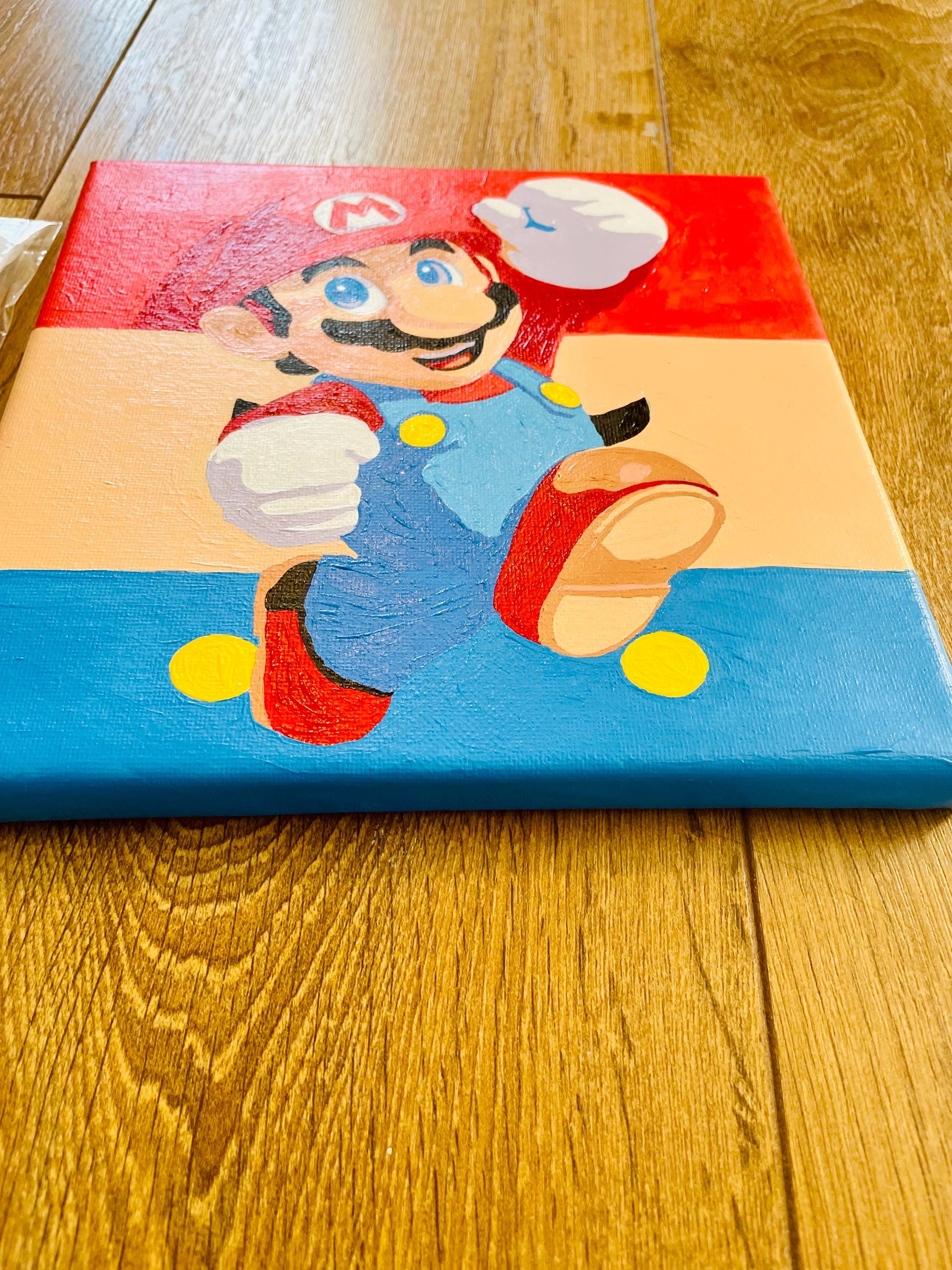 Mario super Mario Hand Painted Framed Art Picture for Kids / Collectors ...