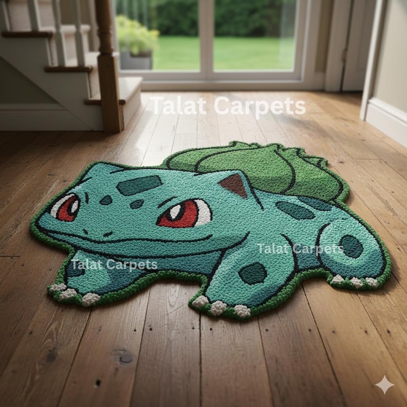 Buy Tufted Bulbasaur Rug | Anime Monster Carpet, Gamer Decor Online in ...
