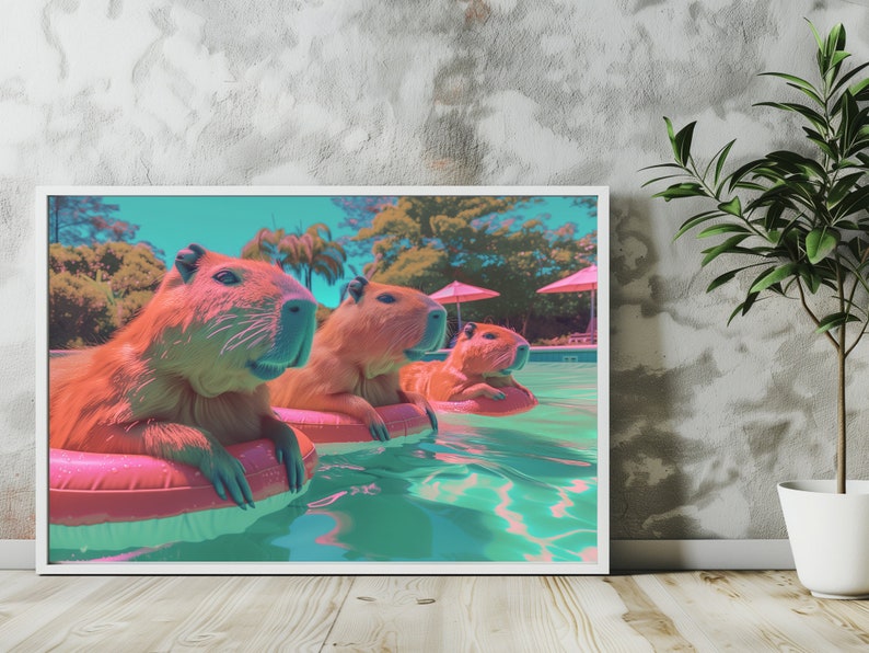 Cute Capybara Pool Party – Digital Download - Etsy