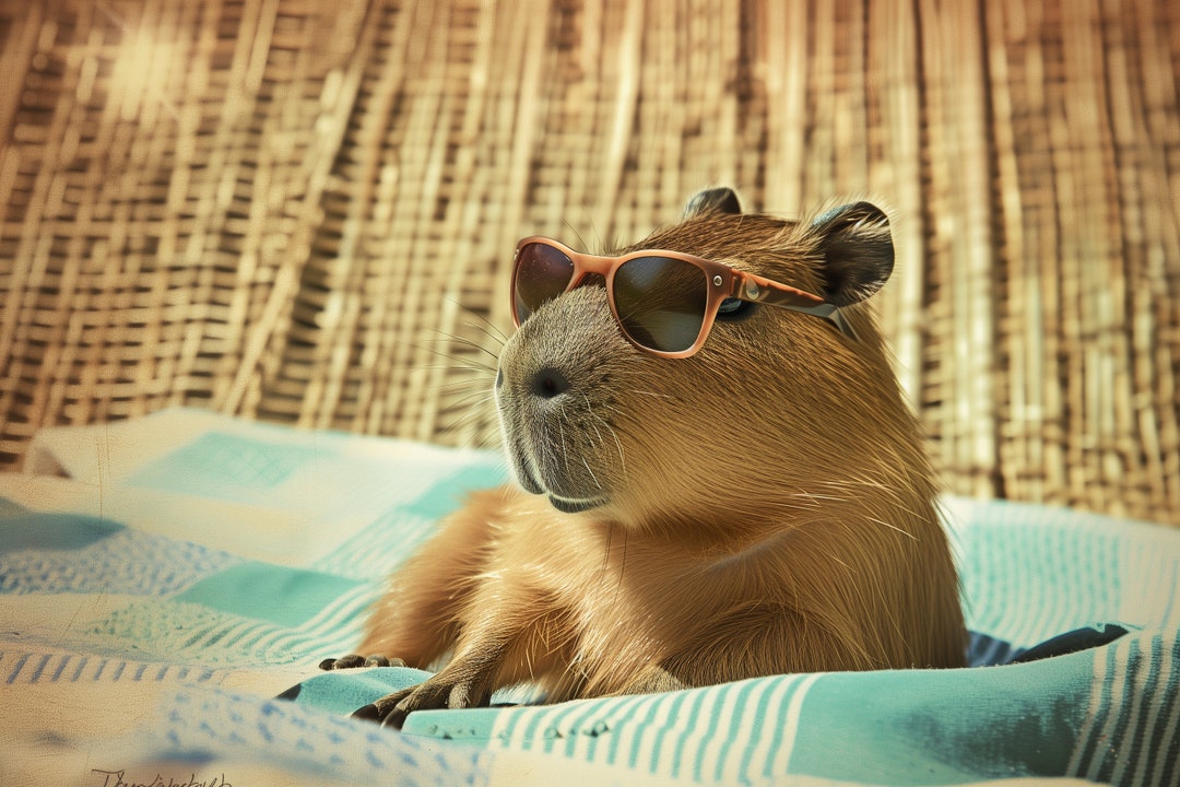 Relaxed Capybara With Sunglasses Chillin' Capy Digital Download - Etsy