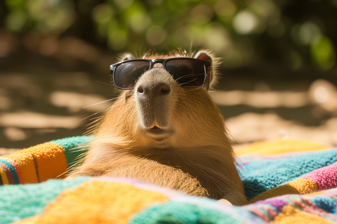 Relaxed Capybara With Sunglasses Chillin' Capy Digital Download - Etsy